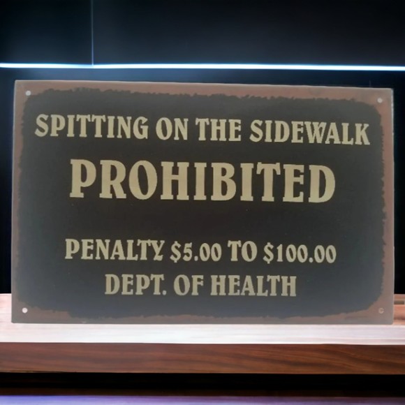Wall Decor | Sign Metal Spitting On The Sidewalk Prohibited Penalty ...